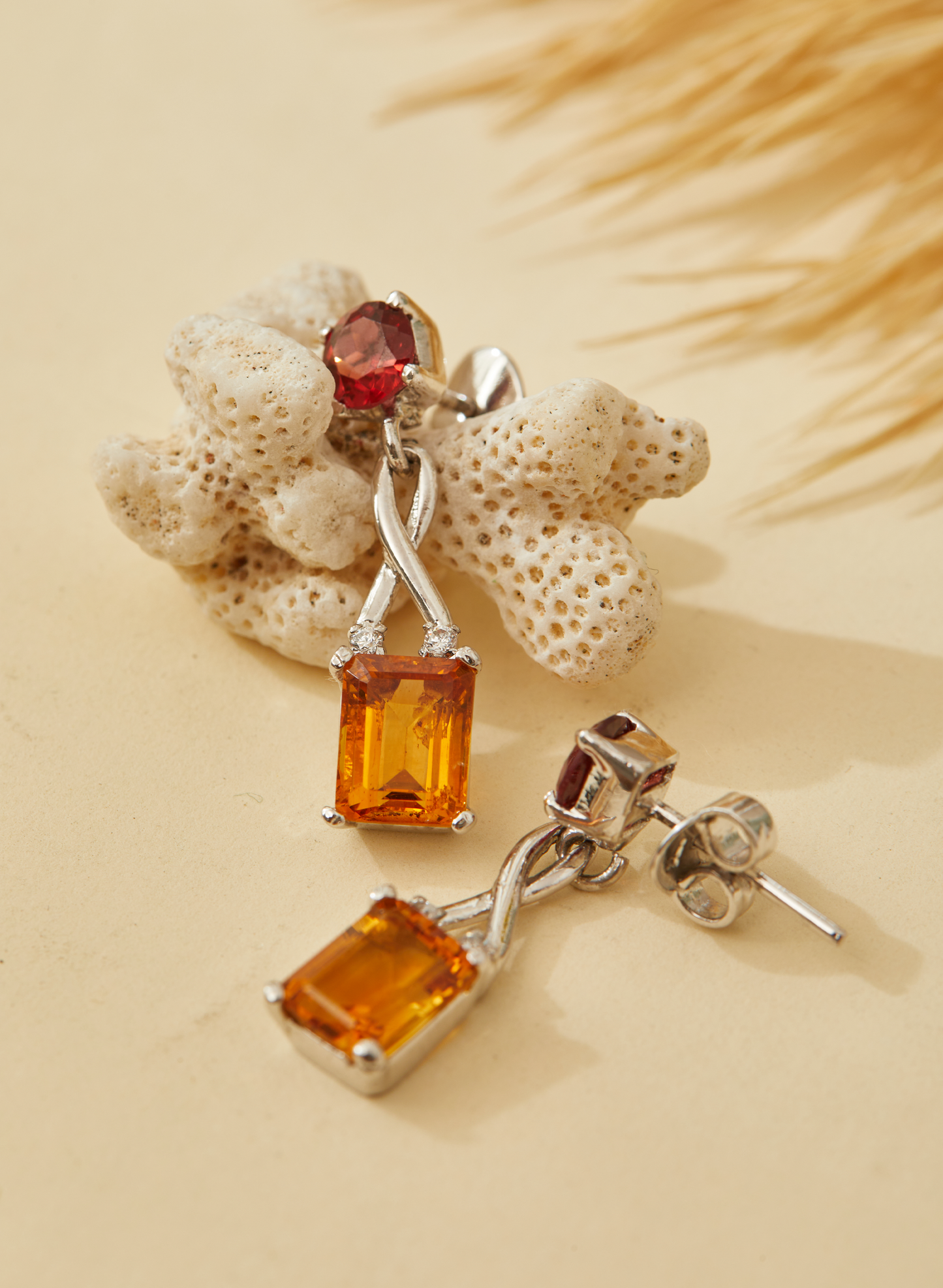Aurora Dangle Earring with Natural Citrine and Garnet by D’VIN JEWELS ...